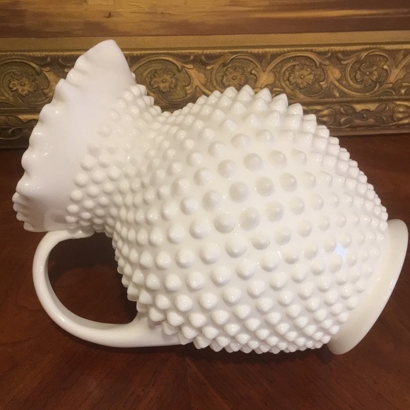 Fenton | Accents | Vtg Fenton Hobnail Milk Glass Ruffle Top Large Water ...